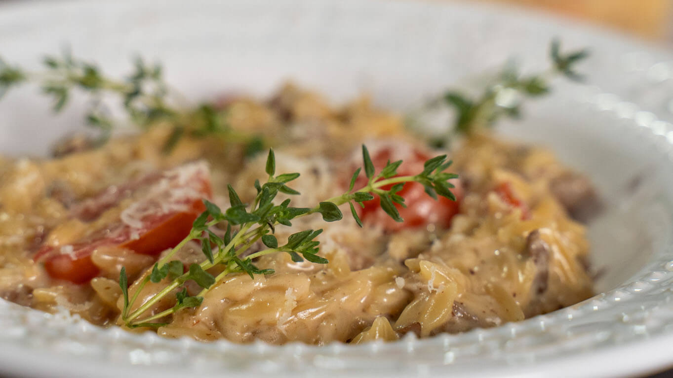 Risoni de Mignon com Creme de Leite e Parmesão • Clube de Receitas Atilatte